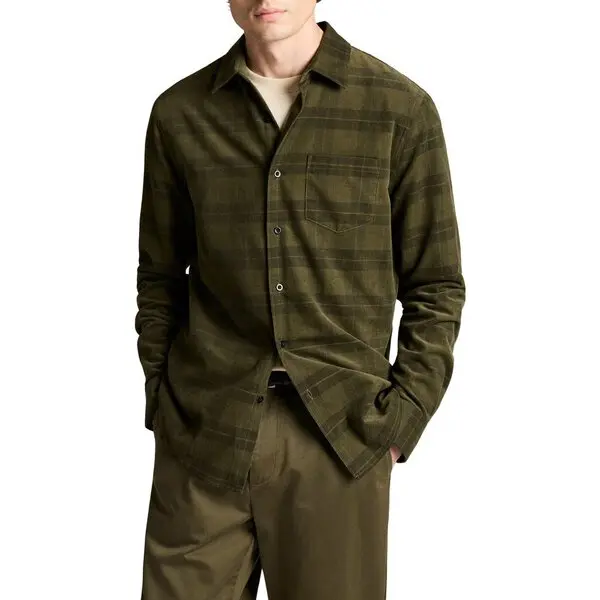 Vince Hamilton Plaid Corduroy Shirt