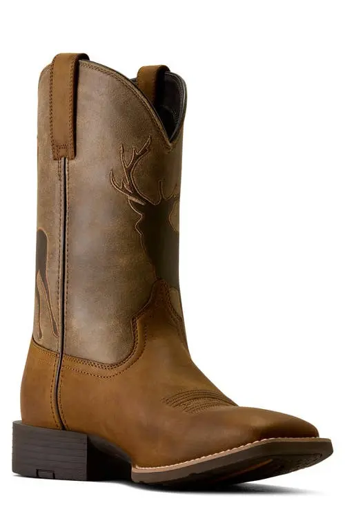 Ariat Sport Trail Cam Wide Square Toe Western Boot With Buck Embroidery