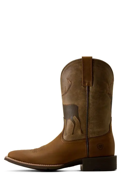 Ariat Sport Trail Cam Wide Square Toe Western Boot With Buck Embroidery