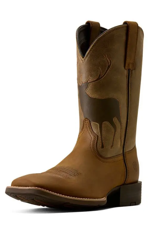 Ariat Sport Trail Cam Wide Square Toe Western Boot With Buck Embroidery