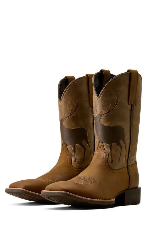Ariat Sport Trail Cam Wide Square Toe Western Boot With Buck Embroidery