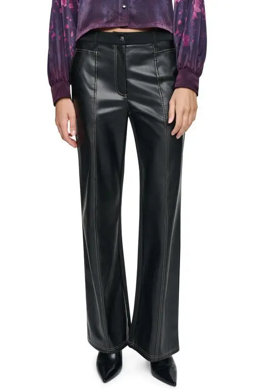 Dkny Faux Leather Straight Leg Pants - Black