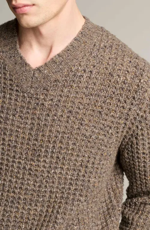 Vince Waffle Donegal V-neck Sweater - Tarmac