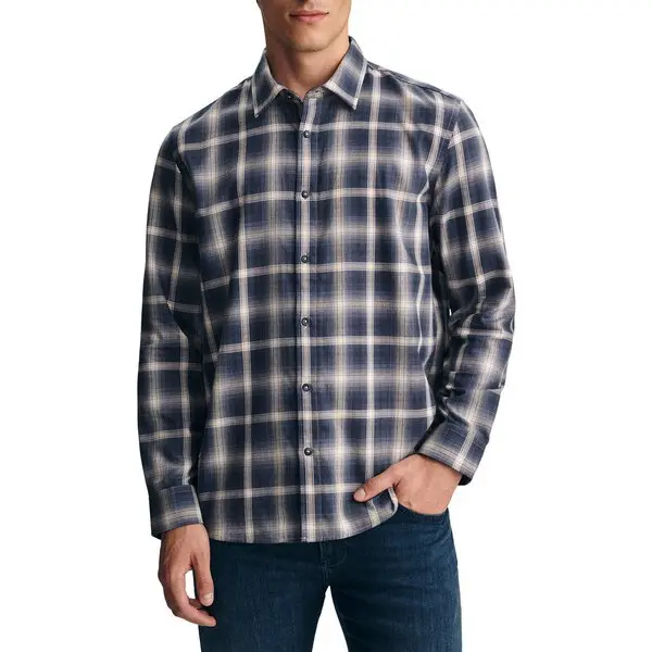 MAVI Plaid Cotton Button-up Shirt - Navy