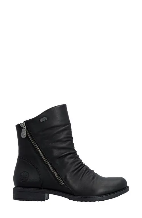 RIEKER Ornella 53 Leather Ruched Ankle Boot With Side Zip