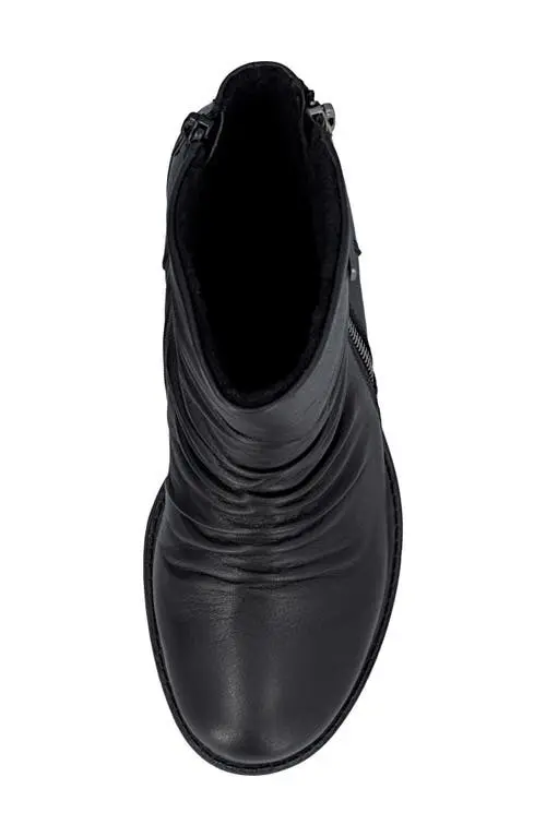 RIEKER Ornella 53 Leather Ruched Ankle Boot With Side Zip