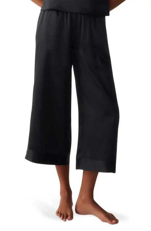 PETITE PLUME Olivia Ankle Wide Leg Silk Pajama Pants