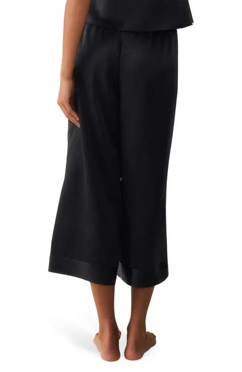 PETITE PLUME Olivia Ankle Wide Leg Silk Pajama Pants