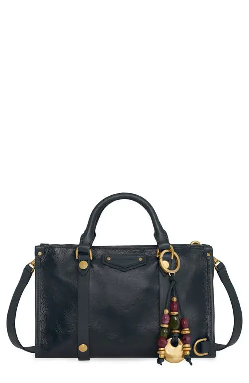 Rebecca Minkoff Leather Satchel With Beaded Charm - Midnight Blue