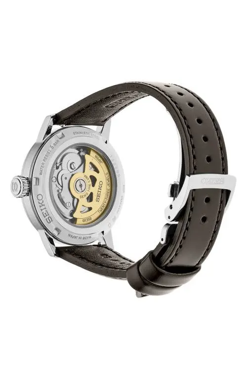 SEIKO WATCHES Presage Cocktail Time Automatic Leather Strap Watch