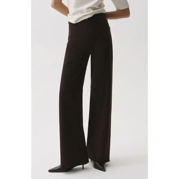 PISTOLA Penny High Waist Wide Leg Petite Jeans - Mocha