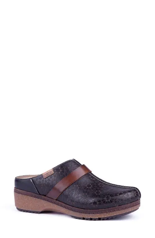Pikolinos Granada Floral Embossed Clog - Black