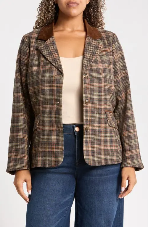 Wit & Wisdom Plaid Three-button Blazer