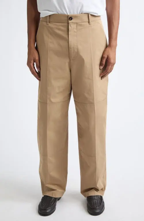 Bottega Veneta Cotton Gabardine Wide-leg Trousers - Hemp