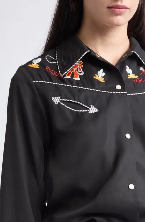 BODE Western Embroidered Viscose Shirt - Black Multi