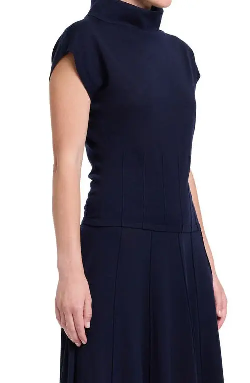 TWP Pintuck Detail Funnel Neck Virgin Wool Top