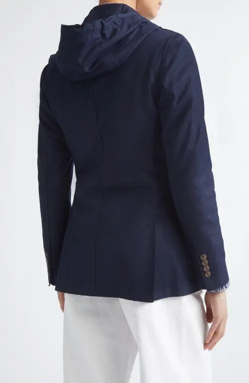 Eleventy Raw Edge Wool Blend Jacket With Hooded Dickey