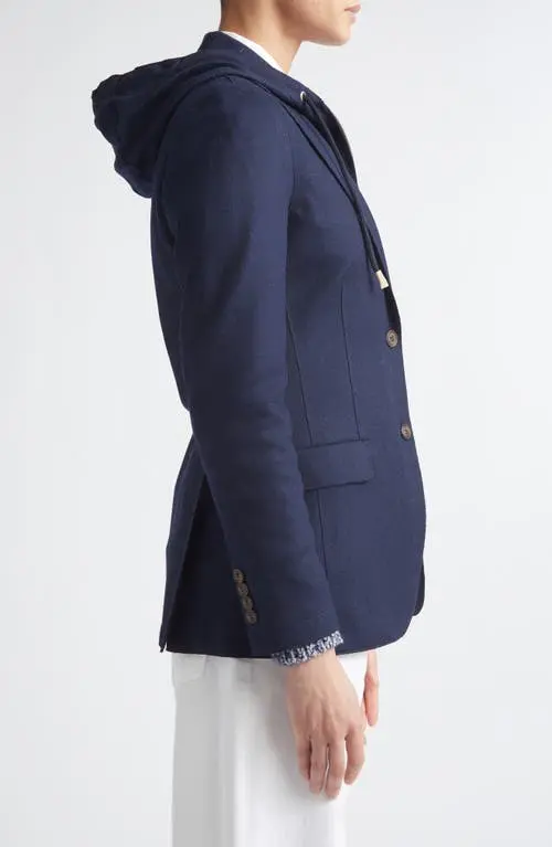 Eleventy Raw Edge Wool Blend Jacket With Hooded Dickey