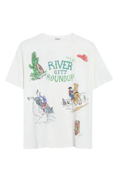 BODE River City Cotton Graphic T-shirt - Cream