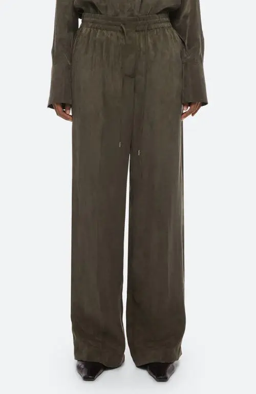 Helmut Lang Fluid Microsuede Drawstring Pants - Dark Moss