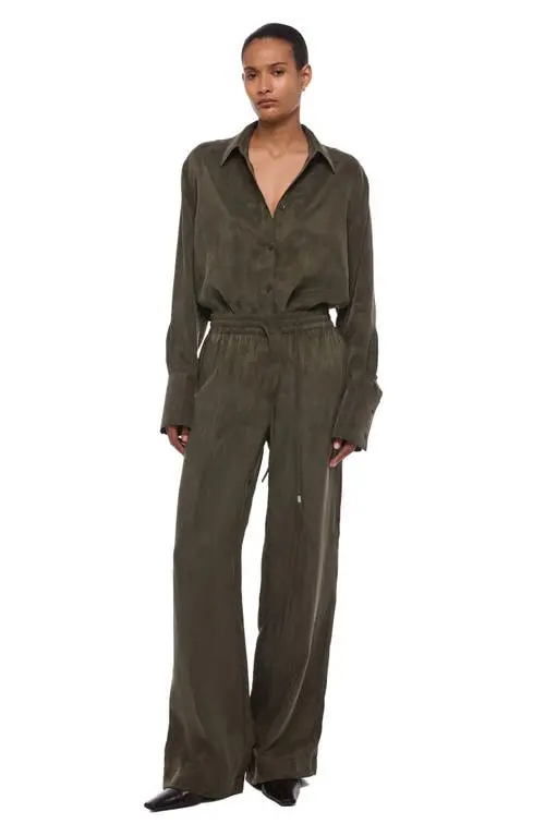 Helmut Lang Fluid Microsuede Drawstring Pants - Dark Moss