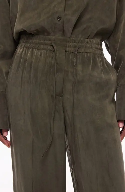 Helmut Lang Fluid Microsuede Drawstring Pants - Dark Moss