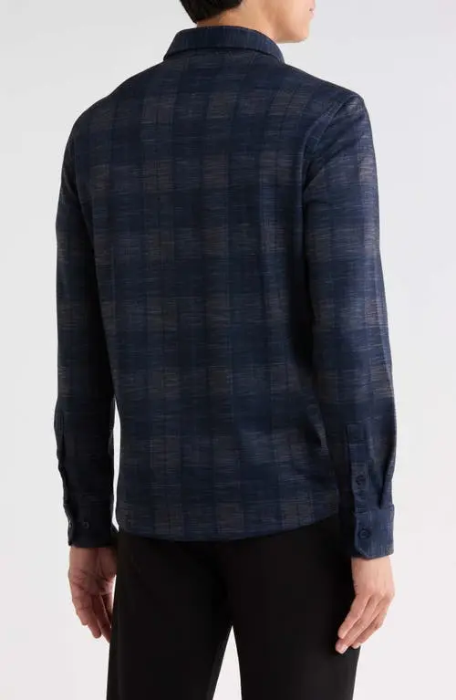 Robert Barakett Meteor Plaid Knit Button-up Shirt