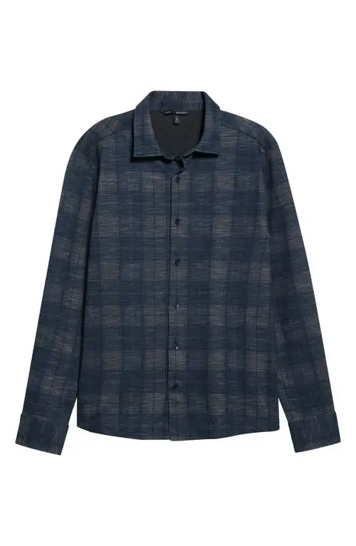Robert Barakett Meteor Plaid Knit Button-up Shirt