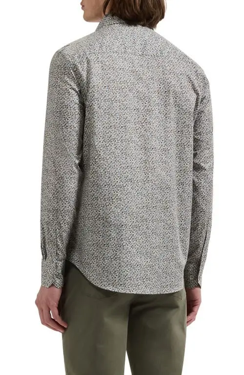 Bugatchi Alvin Shaped Fit Print Button-up Shirt - Walnut