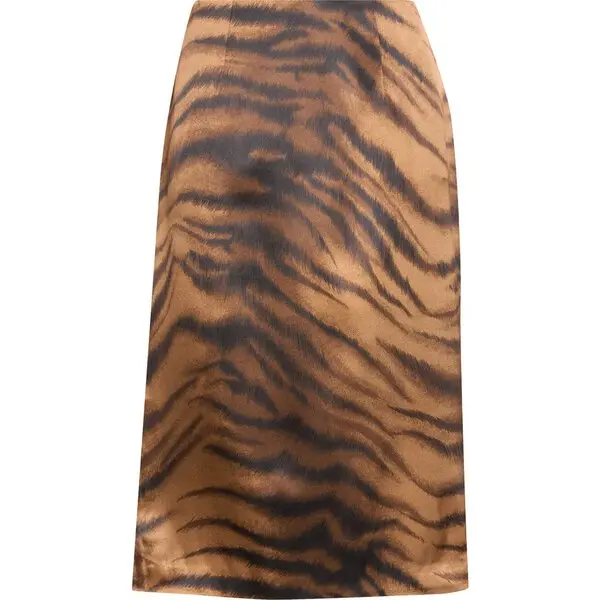 KIM SHUI Chudeir Print Silk Satin Pencil Skirt - Tiger