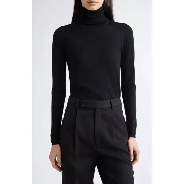 Max Mara Virgin Wool Turtleneck Sweater - Black