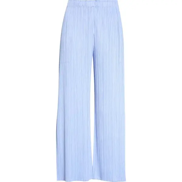 Issey Miyake Monthly Colors August Pleated Crop Straight Leg Pants - Light Blue