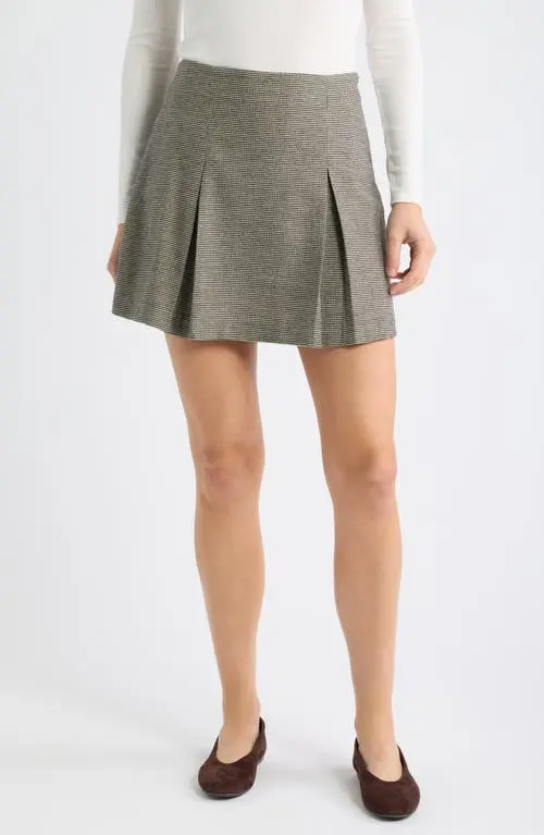 Marine Layer Lola Pleat Moleskin Miniskirt - Houndstooth