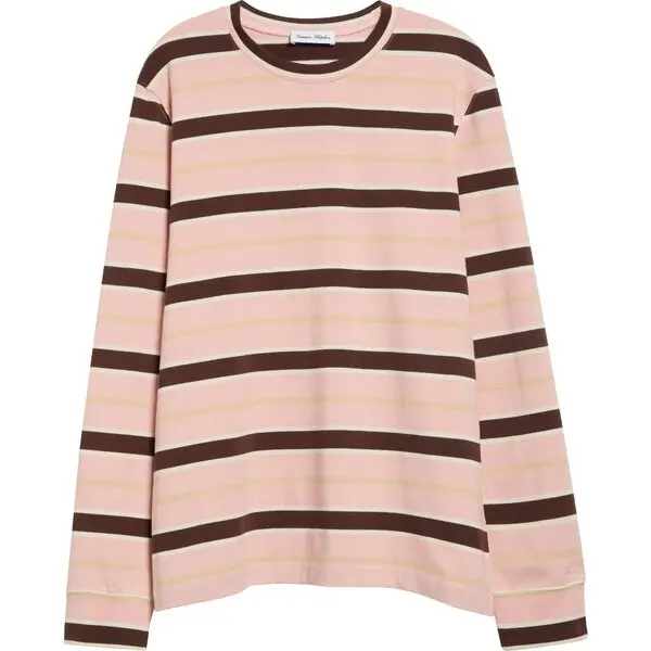 TANNER FLETCHER Flynn Stripe Long Sleeve Cotton T-shirt - Pink