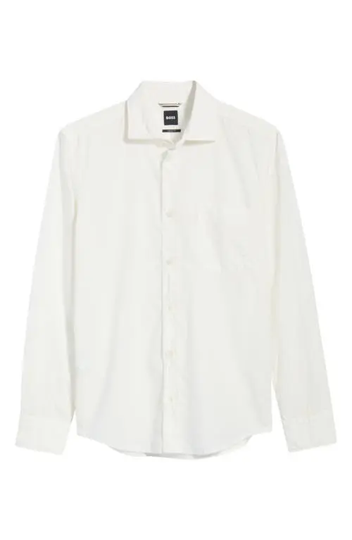 BOSS Rob Cotton Poplin Button-up Shirt - Open White