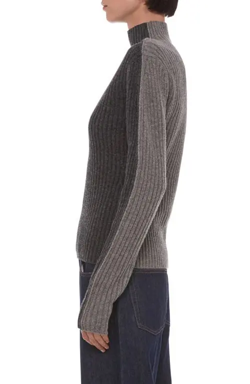 Helmut Lang Ribbed Mock Neck Sweater - Grey Bicolor