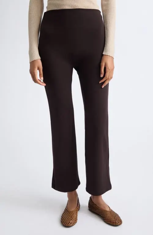 LESET Rio High Waist Flare Leg Knit Pants - Chocolate