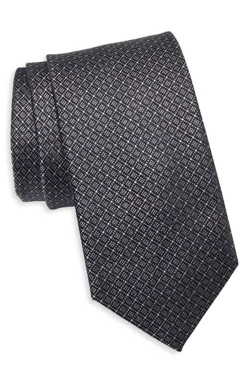 Nordstrom Salerno Mini Silk Jacquard Tie - Black
