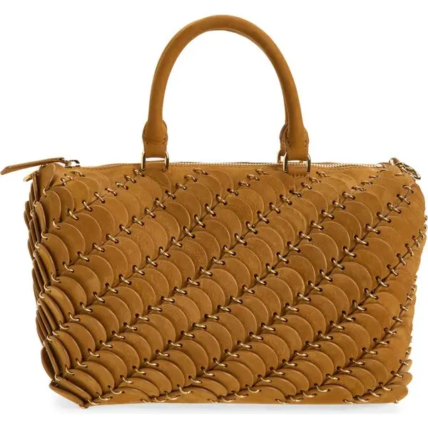Rabanne Paco Nubuck Leather Boston Bag