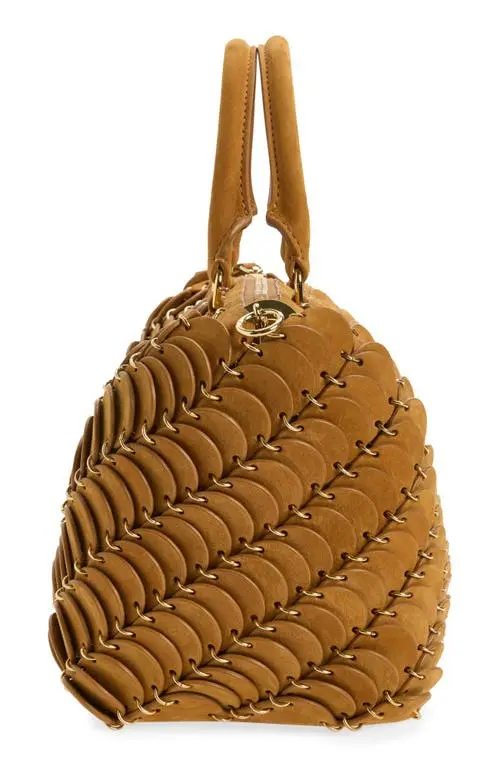 Rabanne Paco Nubuck Leather Boston Bag