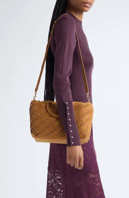 Rabanne Paco Nubuck Leather Boston Bag