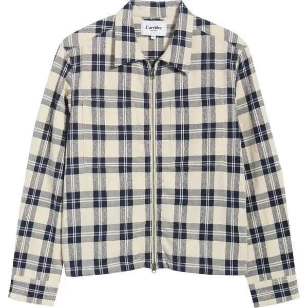 CORRIDOR Capricorn Plaid Cotton Jacket - Nvy