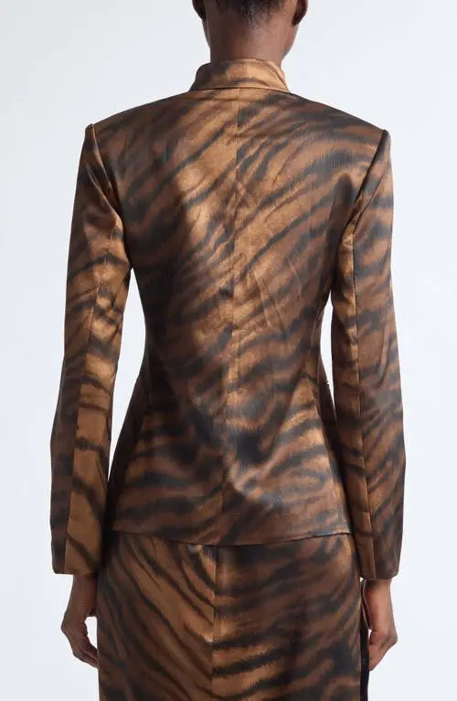 KIM SHUI Print Silk Blend Satin Jacket