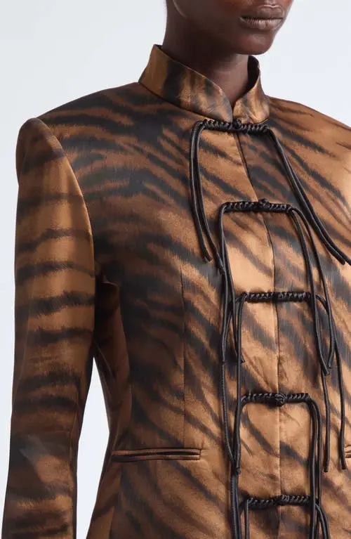 KIM SHUI Print Silk Blend Satin Jacket