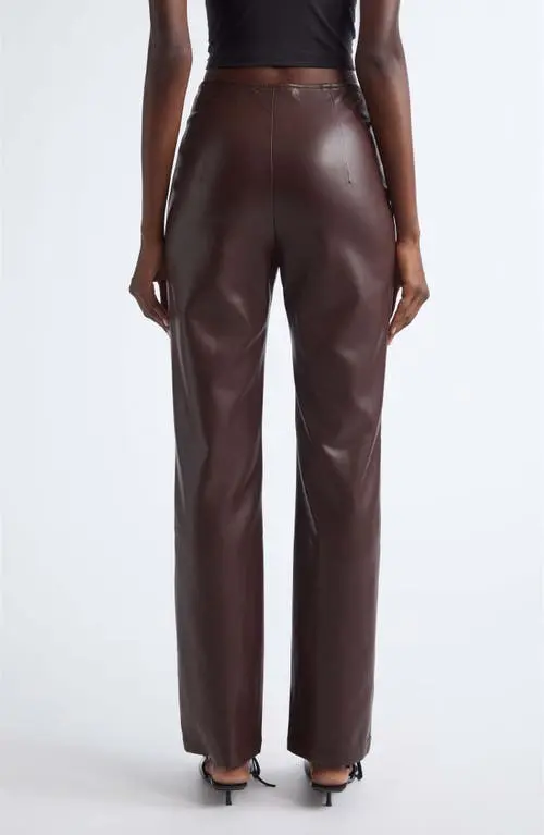 KIM SHUI Faux Leather V-cut Waist Pants With Velvet Lacing