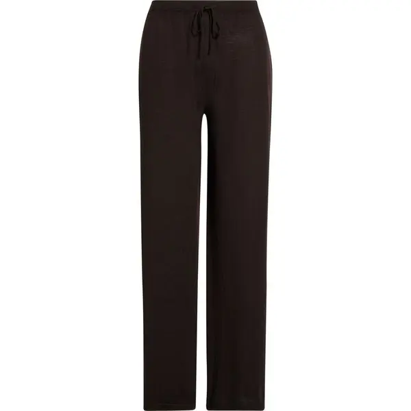 LESET James Merino Wool Wide Leg Drawstring Pants - Chocolate