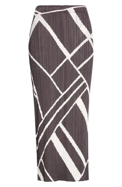 Issey Miyake Fold Line Pleated Midi Skirt - Charcoal