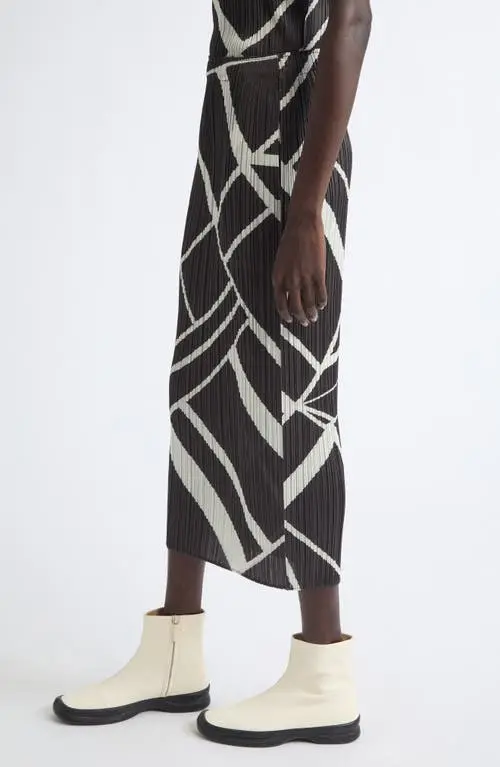 Issey Miyake Fold Line Pleated Midi Skirt - Charcoal