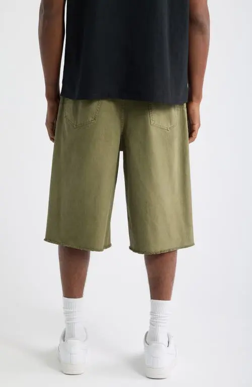 PURPLE BRAND Raw Hem Cotton Twill Bermuda Shorts