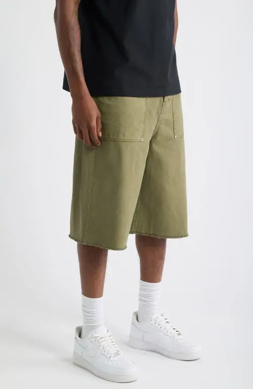 PURPLE BRAND Raw Hem Cotton Twill Bermuda Shorts